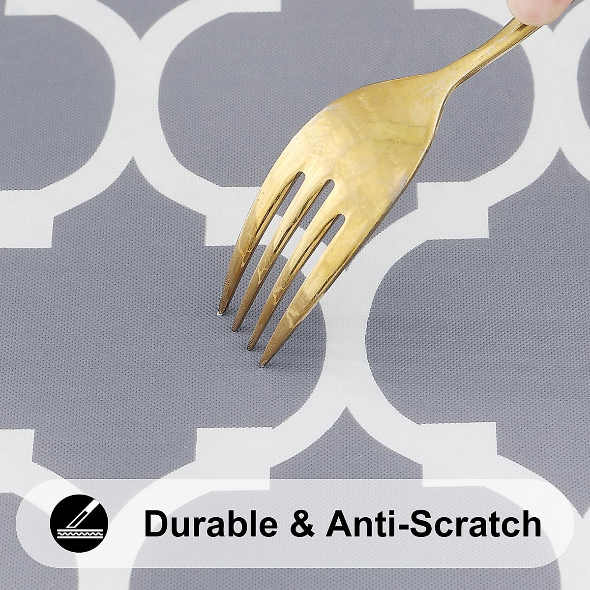 smiry Rectangle Picnic Tablecloth, Waterproof Elastic Fitted Table Covers for 4 Foot Tables, Wipeable Flannel Backed Vinyl Tablecloths for Camping, Indoor, Outdoor (Grey Morocco, 30x48 Inches)