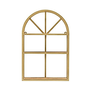 Powell Furniture Linon Penelope Metal and Wood Wall Shelves in Gold and Natural