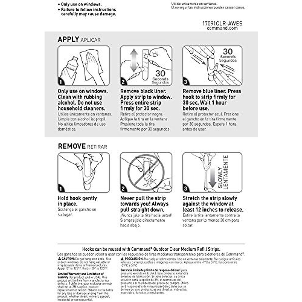 Command 17091CLR-AW-E Window, Medium, 2-Hooks (17091CLR-AWES), 2 Hooks, Clear-Outdoor, 2 Hooks