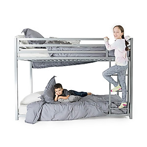 DHP Miles Metal Bunk Bed, Silver, Twin over Twin