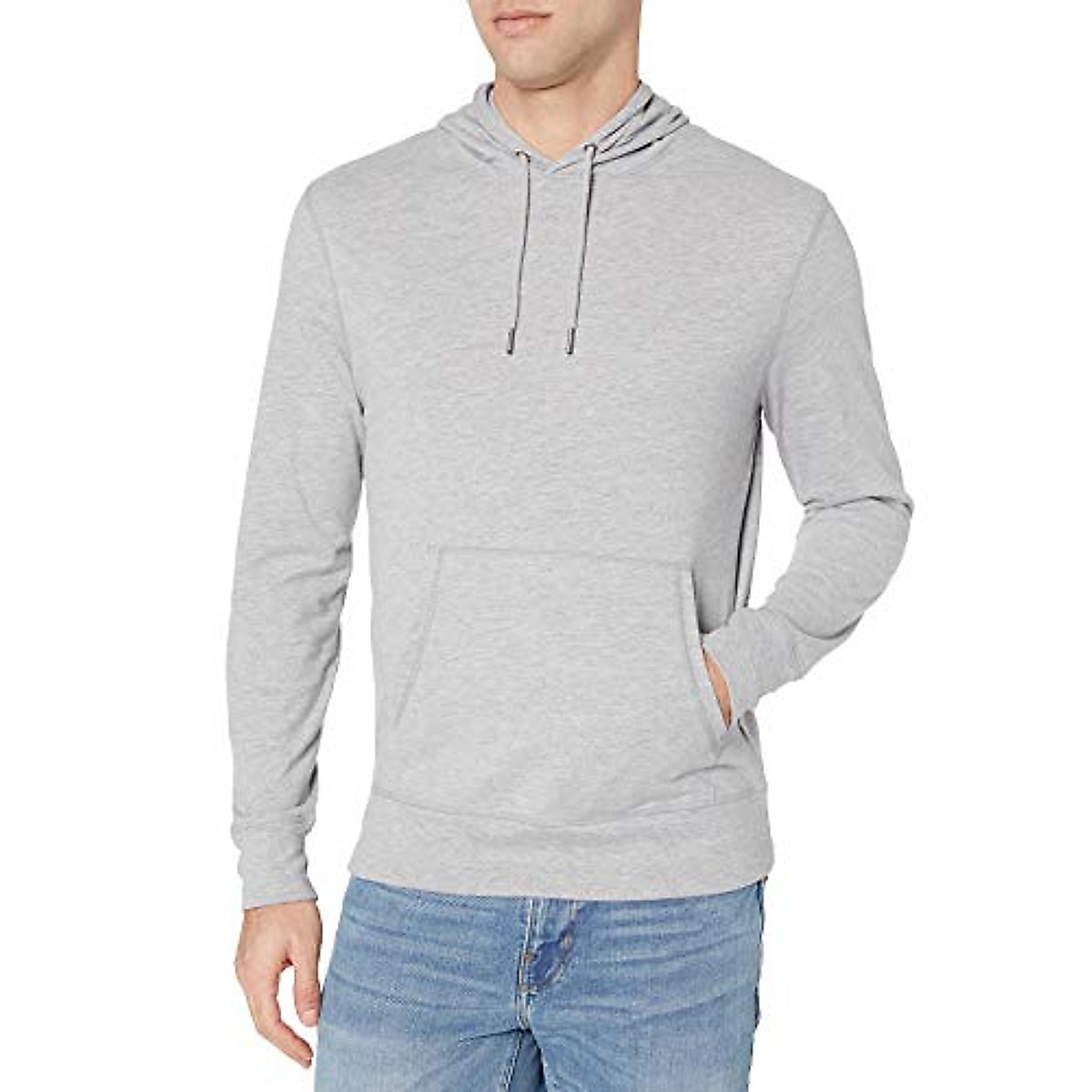 Amazon Essentials Men's Lightweight Jersey Pullover Hoodie, Medium Grey Heather, Medium