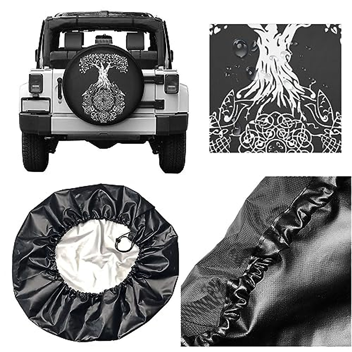 Celtic Tree of Life Tire Cover Spare Tire Type Cover Wheel Protectors Weatherproof Universal for Truck, Trailer Rv, SUV 17 Inch