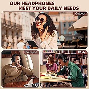 MOYICOW Bluetooth Headphones Over Ear with Microphone,BT Headphones,Foldable Wireless and Wired Stereo Headset Micro SD/TF, FM,Soft Earmuffs &Light Weight for Prolonged Wearing (Black)