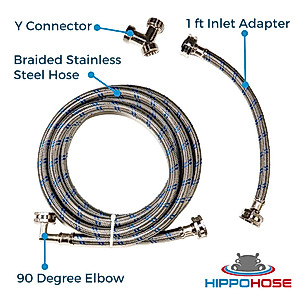 LONG Steam Dryer Hose Install Kit (12 FT) - OCTAGON Connections for Easy & Secure Tightening - Universal Fit to All Steam Dryers - Stainless Steel - Burst Proof Steam Dryer Water Line