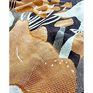 Ultra Soft Warm Lightweight Cotton Blend Knit Mushroom Blanket Mix Mashrooms Botanical Design Flannel Throw for Home Decor Sofa Couch Living Room and Bedroom Plant Lovers Gift