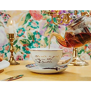Silver Buffalo Disney Beauty and the Beast Chip Girl in the Castle Foil Ceramic Teacup and Saucer, 12-Ounces