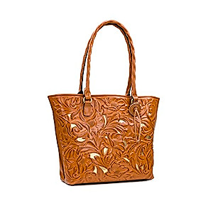 Patricia Nash, Adeline Tote, Burnished Cutout Tooled, Brown