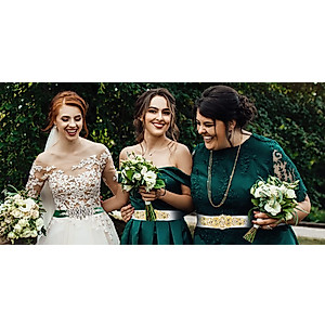 Wedding Dress Belt - Bridal Belt for Women Wedding Gown - Bridal Rhinestone Belts for Dresses by Mandala Crafts Plain Rhinestone Dark Green