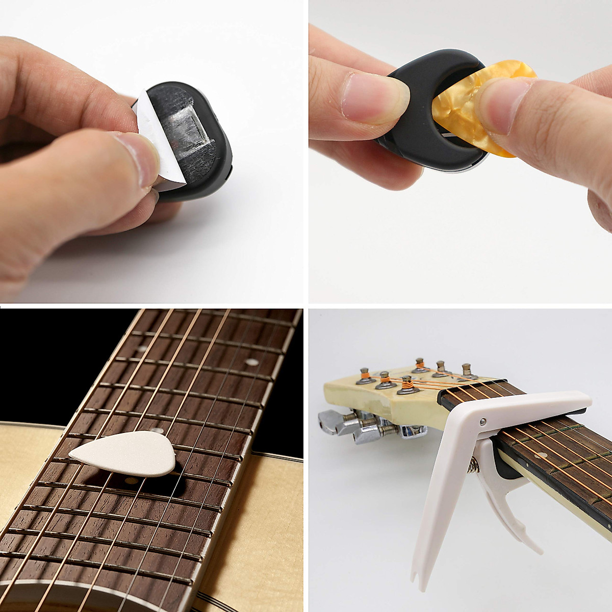 INKNOTE 53 PCS Guitar Accessories Kit-Acoustic Guitar Bridge Pins Pegs,Bridge Pin Puller Remover,Capo,Guitar Picks,Pick Holder and Guitar Saddle Nut,with Guitar Scale Sticker and dust-free cloth