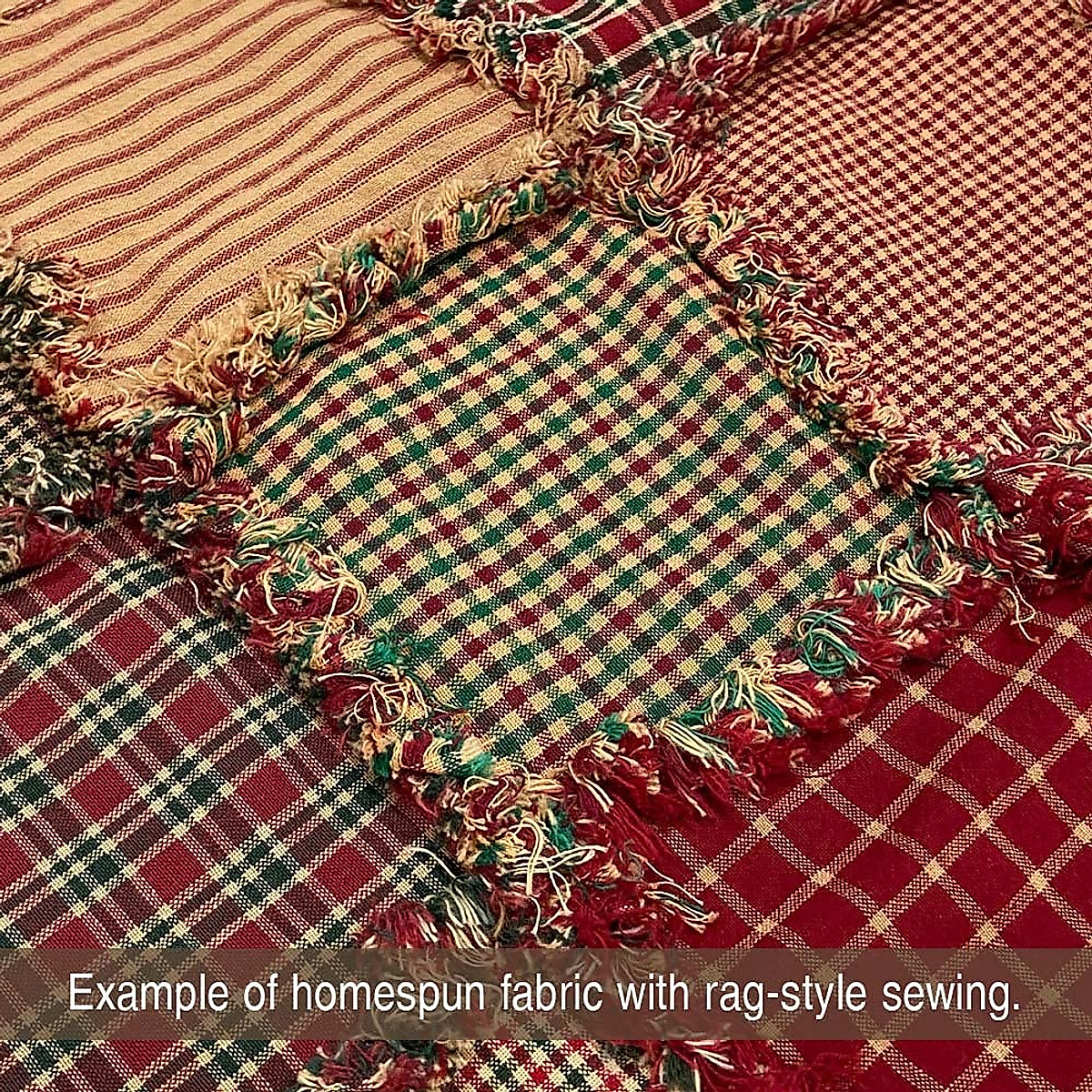 Cranberry Christmas 3 Cotton Homespun Plaid Fabric by JCS - Sold by The Yard
