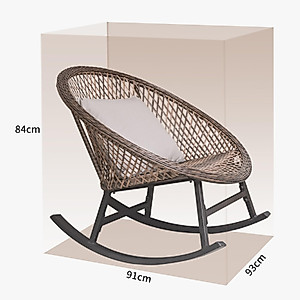 HARELA Outdoor Rocking Chair, Rattan Rocker Padded Cushion Recliner, Indoor & Outdoor Front Porch Rocking Chair, Patio Rocker Recliner Chair for Balcony Front Porch Garden Living Room