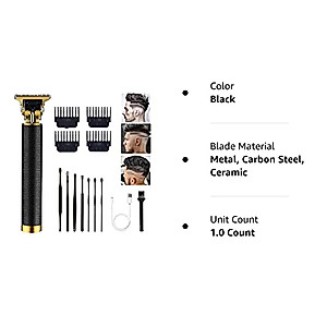 PXLISIE Hair Clippers for Men, Professional Hair Trimmer T Blade Trimmer Zero Gapped Trimmer, Cordless Rechargeable Beard Trimmer Shaver Hair Cutting Kit with Guide Combs (Black)