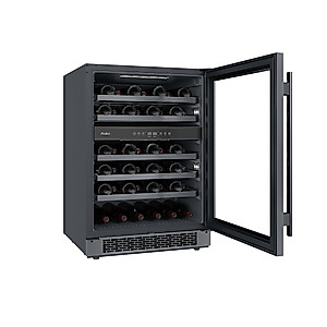 Avallon AWC241DBLSS 24 Inch Wide 46 Bottle Capacity Free Standing Wine Cooler with LED Lighting and Double Pane Glass