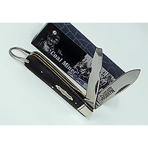 Coal Miner Pocket Knife Buffalo Horn Handles Electrician's Knife Blunt Tip Blade and Spear Blade