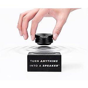 Anything Speaker - Portable Mini Bluetooth Speaker 2024 - Turn Anything Into A Speaker - Wireless Bone Conduction Induction Vibration Humbird + Gift Box - Travel Sized, 360° Sound (Black)
