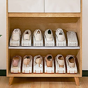 ZANBANG Shoe Slots Organizer 20Pcs,Adjustable Shoe Stacker Storage with 4 Different Height,50% Space-Saving ZML-277(Orange,10.2"x3.9"x2.7")