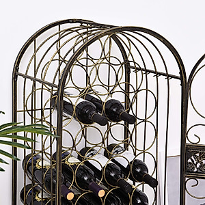 HOMCOM 45 Bottle Wrought Iron Wine Rack Jail with Lock - Antique Bronze