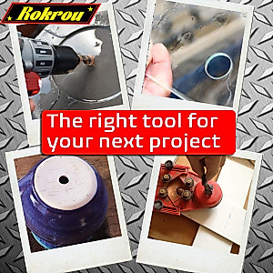 Rokrou Diamond Hole Saw Set 15 PCS Tile Hole Saw Kit with Drill Guide from 6mm-50mm /1/4‘’- 2” for Ceramic,Glass,Porcelain,Marble