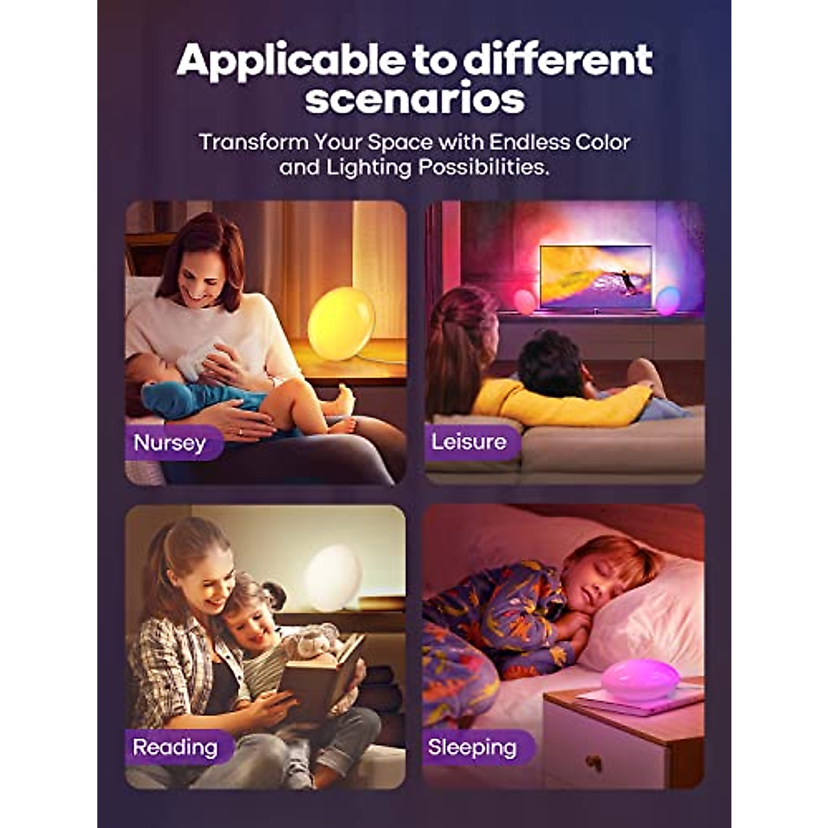 Dekala Baby Night Light for Kids Dimmable Night Lights, Sleep Aid Toddler Night Light for Nursery Boys and Girls, Table Lamp Ambient ARGB Decorate Room for Children (Without APP)