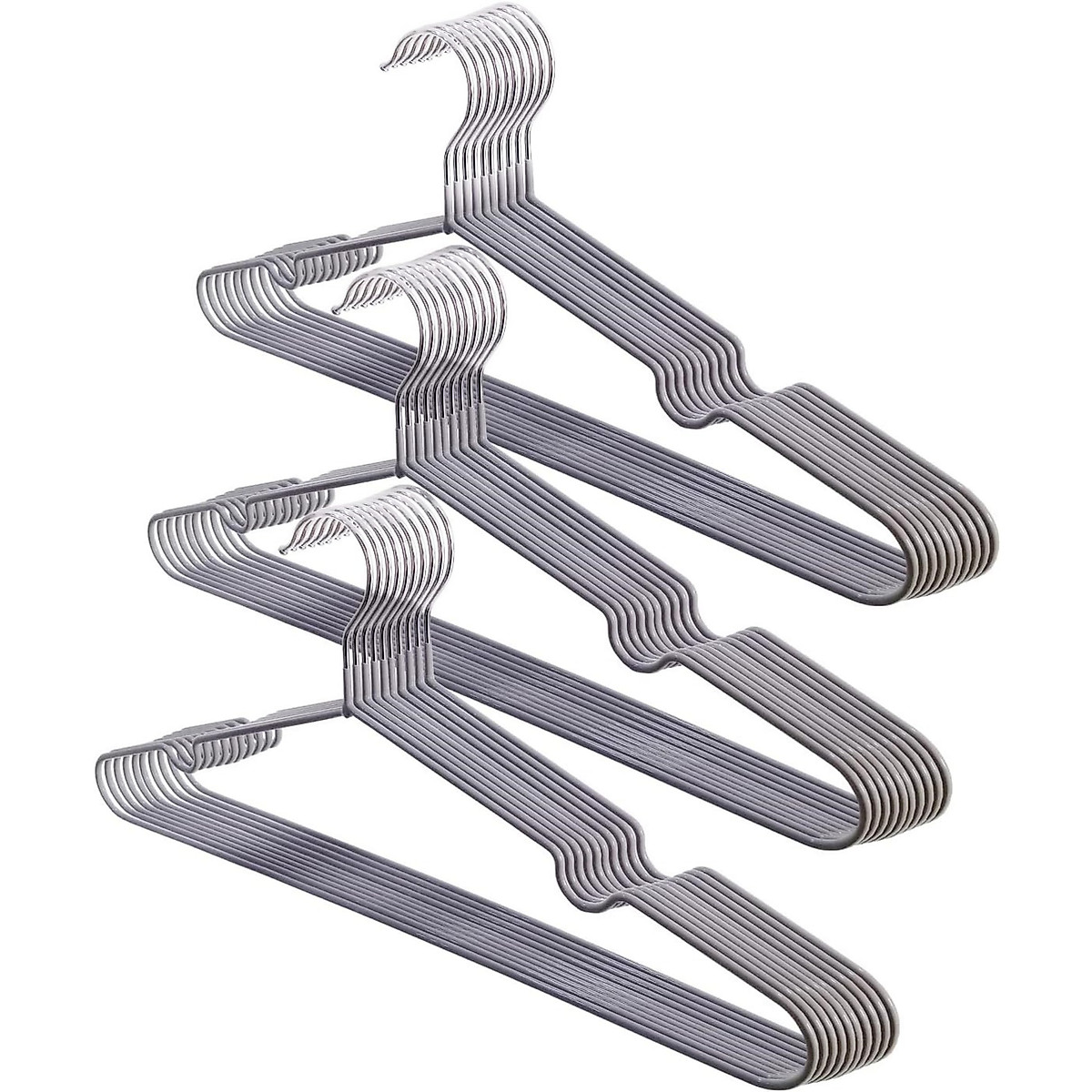 GXLQIJU Clothing Hangers Non-Slip Durable Metal Hanger with Rubber Coating Space-Saving Slim Standard Clothes Hangers for Shirt Skirt Coat (Grey, 30)