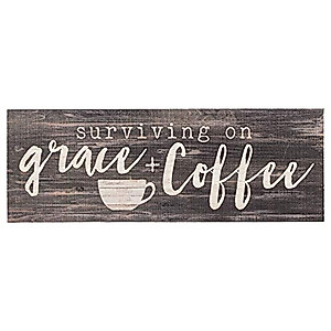 P. Graham Dunn Surviving on Grace Coffee Rustic Grey 10 x 3.38 Inch Wood Slat Easelback Tabletop Sign
