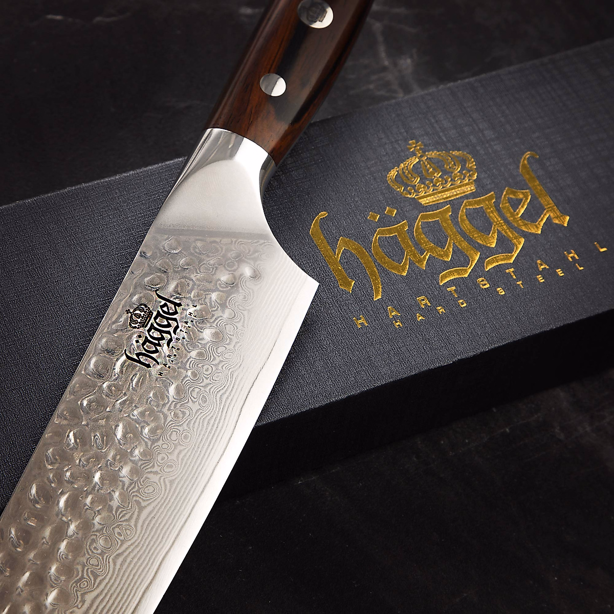 Haggel 8 Inch Damascus Chef Knife for All-Around Food Preparation Ultra-Sharp Professional Kitchen Knife Hand Hammered VG10 Stainless Steel Knife Best Gifts for Chefs