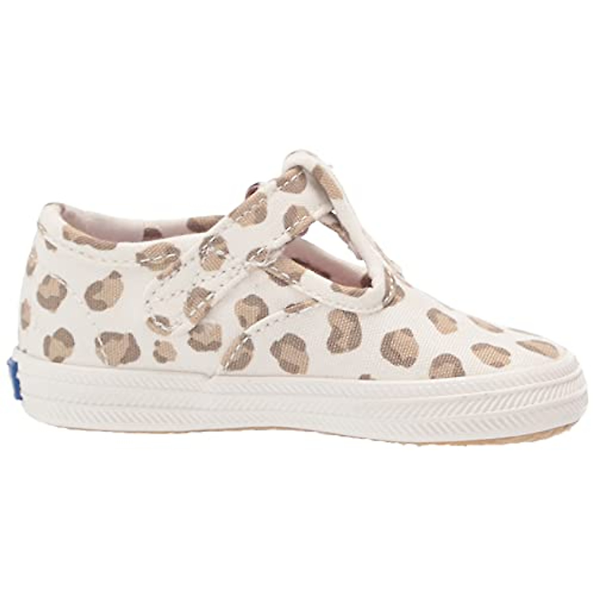 Keds baby girls Champion Lace Toe Cap T-strap Sneaker, Snow Leopard, 3 Infant US
