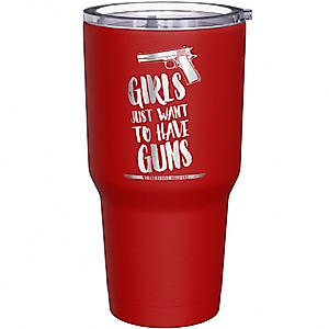 We The People Holsters - Girls Just Want To Have Guns Coffee Tumbler - American Flag Travel Mug - Double Insulated Cup For Women - 30 oz