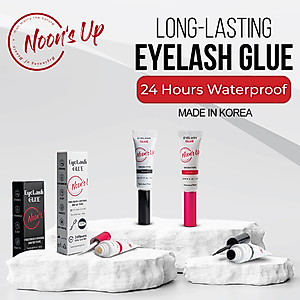 NOON'S UP Eyelash Glue (Black) - Super Strong Hold Eyelash Adhesive | Waterproof Eyelash Glue | Hypoallergenic Lash Glue for Sensitive Eyes | Black Eyelash Glue That Blends Naturally (0.14 Fl. Oz.)