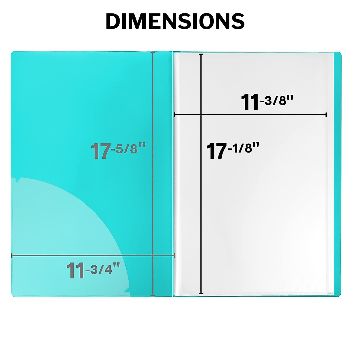 Dunwell 11x17 Portfolio Binder Folder (Aqua, Vertical) - Binder with Plastic Sleeves and Poly Cover, Portfolio Presentation Book with 24 Binder Pockets, Large Art Portfolio Folder