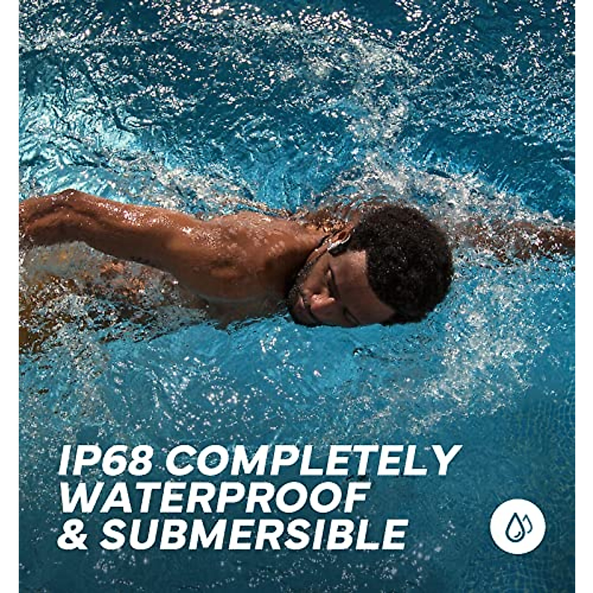 Bone Conduction Headphones Bluetooth IPX8 Waterproof Swimming Headphones, 16G MP3 Player 2 Pack Magnetic Charging Cables Wireless Open-Ear Headphones Bluetooth 5.1 with Mic for Running Driving, Orange