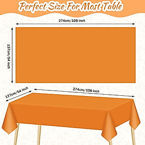 Patelai 12 Pcs Thanksgiving Disposable Plastic Tablecloth Fall Tablecloth for Rectangle Tables Waterproof Table Cover for Thanksgiving Fall Party Decoration, 54 x 108 Inch (Orange,Yellow,Brown)