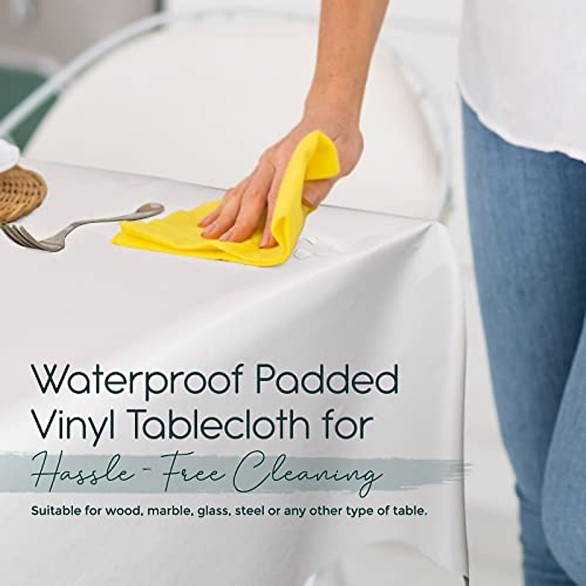 tablecloths by design - Quality Table Pad Protector, Waterproof Vinyl Table Cover for Superior Protection from Spills, Scratches & Heat - Reusable Table Cloth with Cushion Flannel Backing (54 x 108)