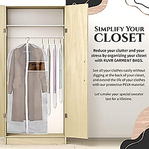 KUVR Clear Plastic Garment Bags for Hanging Clothes Dress Bag Suit Bags for Closet Storage – Zippered Clothes Cover - Hanging Garment Bags for Dance Costumes Clothing Protector – 24” X 40” 6 Pack