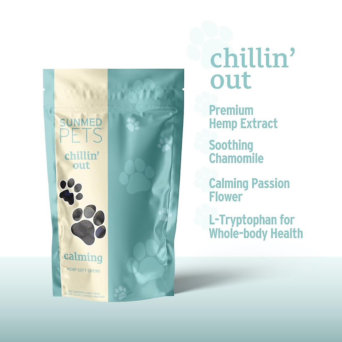 Sunmed Chillin' Out Hemp Dog Products with Chamomile & L-Tryptophan - Treats Provide Gentle Relaxation During Stressful Situations, 40 Count