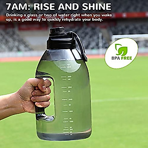 Diller bottle 1 Gallon Water Bottle with Time Marker, Large 128oz Water Bottle to Drink, Motivational Water Jug with handle for Gym Workout, BPA Free, Leak-Proof (Black)