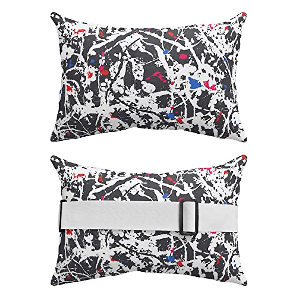 Recliner Head Pillow Ledge Loungers Chair Pillows with Insert Modern Sports Abstract Art Geometry Strips White Gray Lumbar Pillow with Adjustable Strap Patio Garden Cushion for Bench Couch, 2 PCS