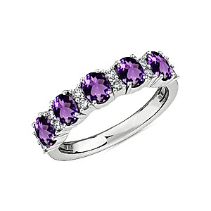 Jewelrygift 925 Sterling-Silver Eternity Band Ring Natural Amethyst Gtone Beautiful Chakra Healing Birthstone Western Design Bridal Wedding Jewelry for Women Ring Size : 8