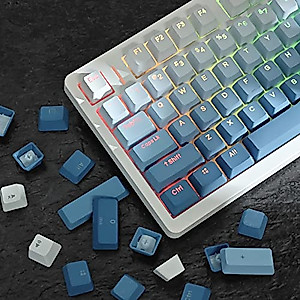 JOLINTAL 123 Keys Gradient Blue Keycaps, PBT Double Shot Dying Positive Engraved Translucent Keycaps, Ocean OEM Profile Keycaps for Mechanical Keyboard Gaming Keyboards