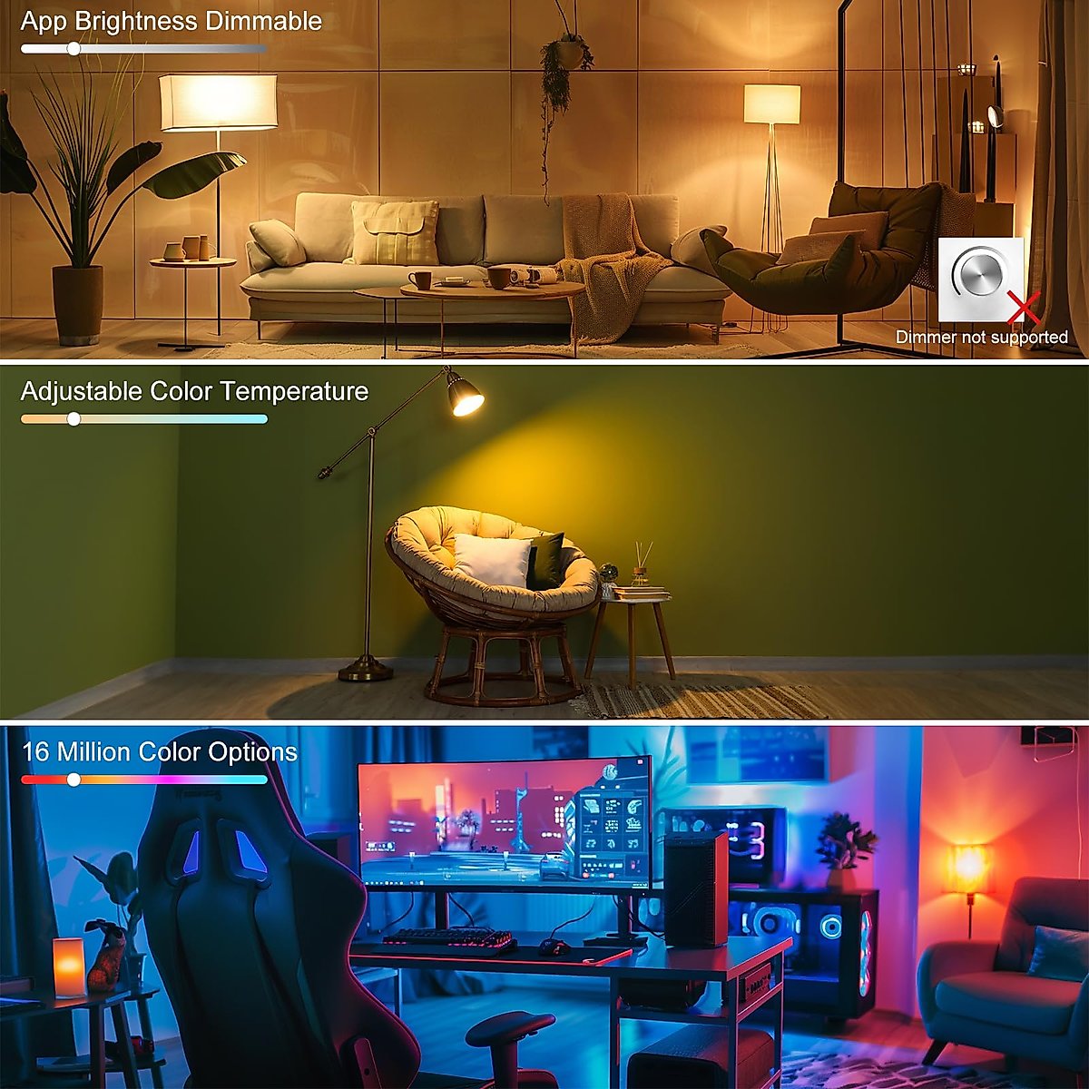 HYDONG Smart RGB Bulb,R80/BR30 Smart Bulbs Work with Alexa,SmartThings.Color Changing LED WiFi Bulb 12W,1080LM,2.4Ghz WiFi only. 4Pack