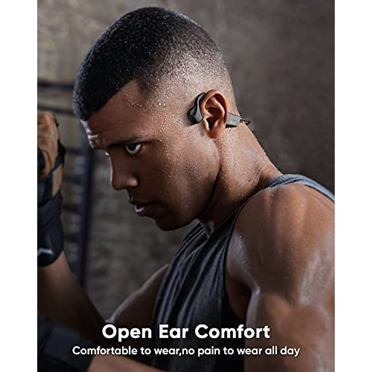 SAMVEK Wireless Headphones, Bone Conduction Bluetooth Headphones, IP65 Waterproof Open Ear Headset, Built-in Mic, Sweatproof Earbuds, Sport Earphones for Cycling, Workouts, Hiking