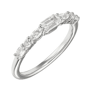 Welry Geometric Created White Sapphire Band Ring in Sterling Silver, Size 10, Size 10