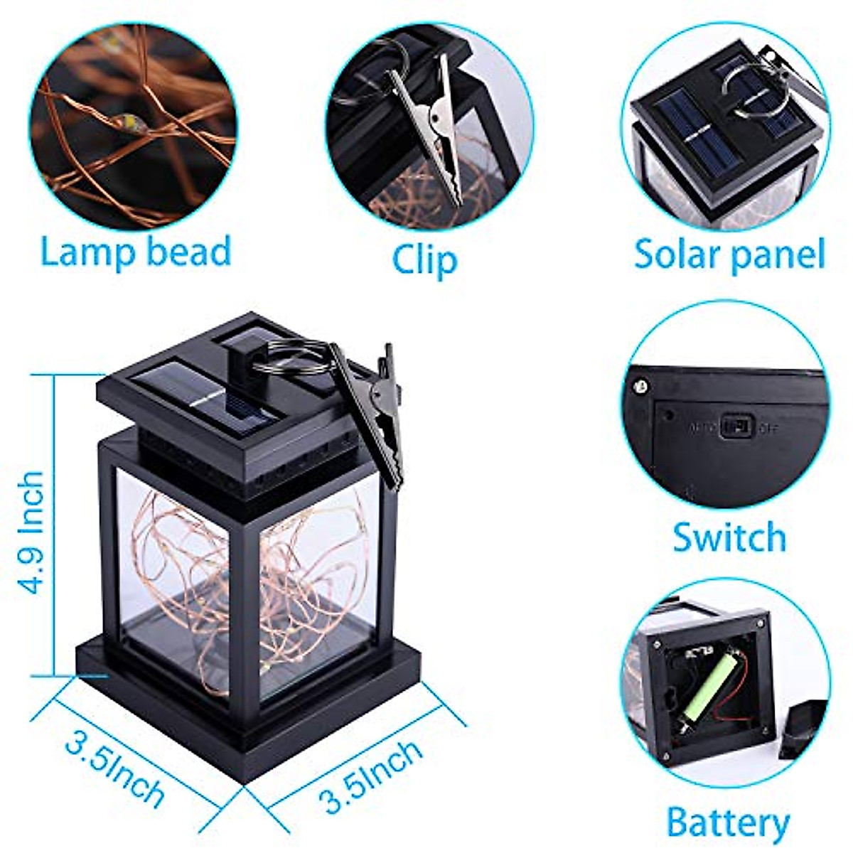 Solar Lanterns Outdoor Hanging Waterproof, 30 LED Decorative String Fairy Lamps Solar Table Lamps Outdoor Garden Lights for Patio Landscape Yard (1 Pack)