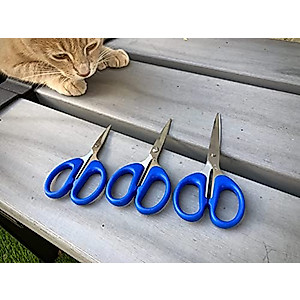 Household Scissors Set of 3, All-Purpose Scissors with Stainless Steel Razor Blades,Suitable for School, Office, Crafting and Family Daily Use, 4.7/5.5/6.3inch, Blue
