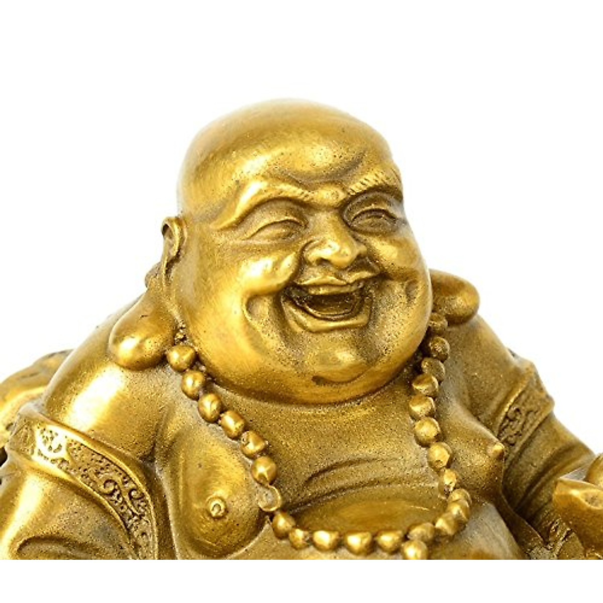 WEALTHCOMING Fengshui Decor Laughing Buddha Statue for Lucky & Happiness, God of Wealth Statue,Brass Buddhist Statues and Sculptures Home Decor Congratulatory Gifts (X-Large)