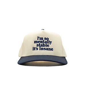 Visibly Toxic I'm So Mentally Stable It's Insane Hat, Funny Hat, Funny Gifts, Party Hat, Sports Baseball Cap, Casual Adjustable Size Tan/Blue