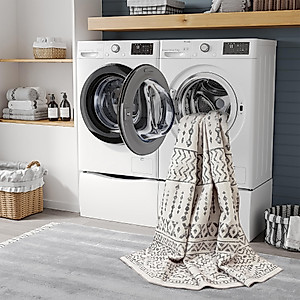 Art&Tuft 9x12 Area Rug, Super Soft Ultra-Thin Moroccan Washable Rug, Anti-Slip Backing Area Rugs 9x12 Living Room, Foldable Geometric Machine Washable Area Rug(9'x12', Ivory)