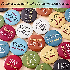 30 Pieces Motivational Round Fridge Magnets Inspirational Round Quote Magnets Positive Saying Round Magnets Funny Colorful Motivation Magnets for Classroom Office Home Decor