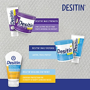 Desitin Daily Defense Baby Diaper Rash Cream with Zinc Oxide to Treat, Relieve & Prevent diaper rash, Hypoallergenic, Dye-, Phthalate- & Paraben-Free, 4.8 oz