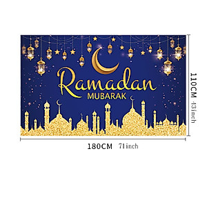 Ramadan Mubarak Decorations Ramadan Mubarak Backdrop Banner Fabric Ramadan Kareem Sign Background for Muslim Ramadan Party Decorations